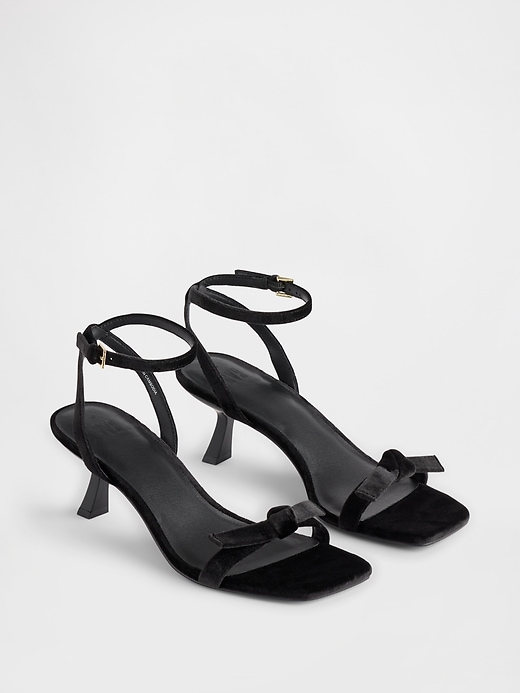 Velvet Bow Open-Toe Strappy Kitten Heels | Gap