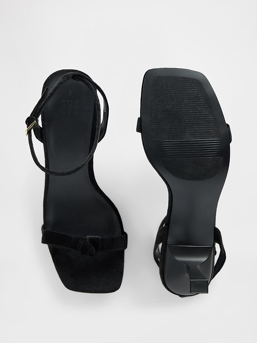 Velvet Bow Open-Toe Strappy Kitten Heels | Gap