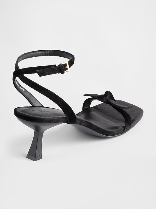 Velvet Bow Open-Toe Strappy Kitten Heels | Gap