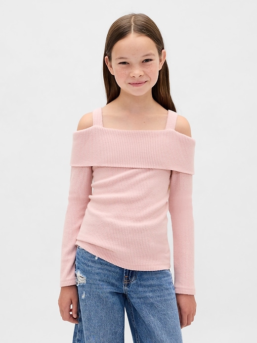 Kids Softspun Rib Off-Shoulder Sweater Top | Gap