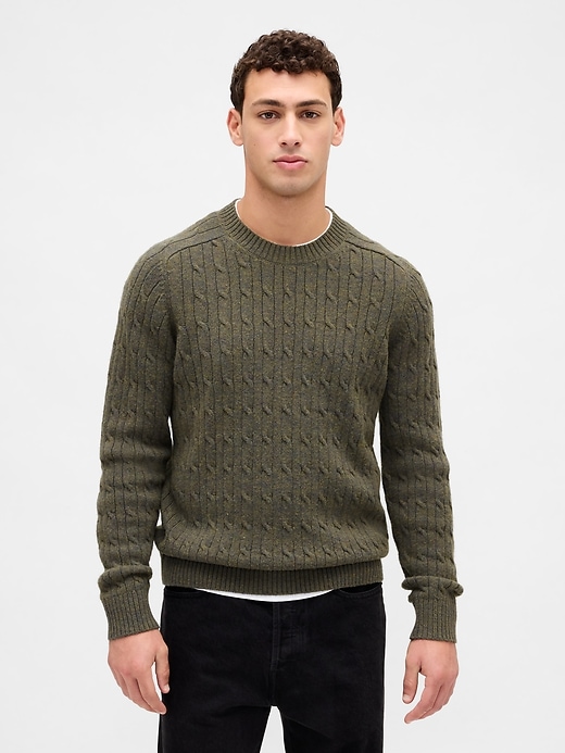 Merino Wool-Blend Cable-Knit Sweater | Gap