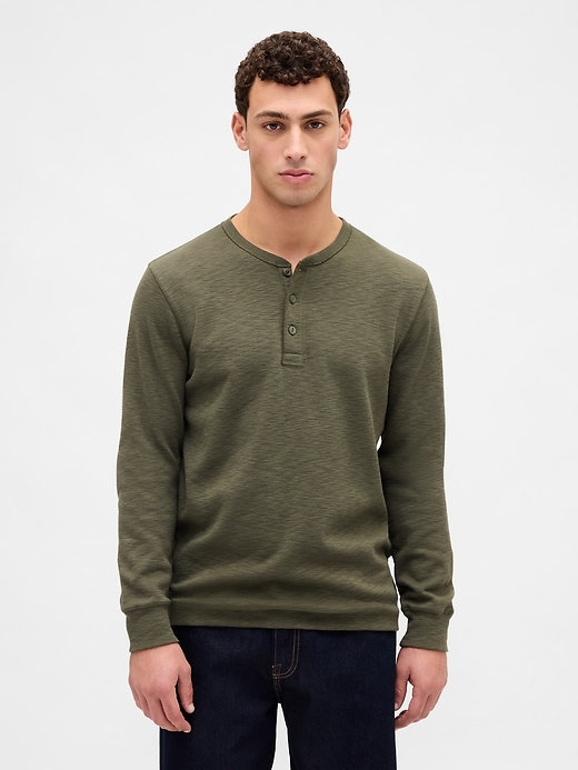 Double-Knit Henley T-Shirt | Gap