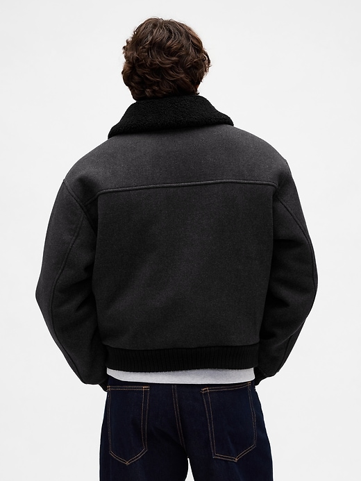Wool-Blend Relaxed Bomber Jacket | Gap