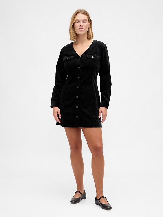 Velvet V-Neck Pocket Mini Dress | Gap