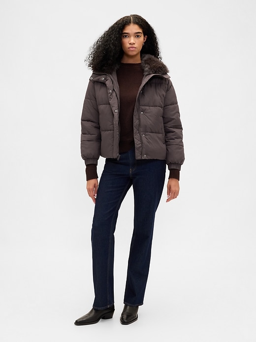 Faux Fur-Trim Puffer Jacket | Gap