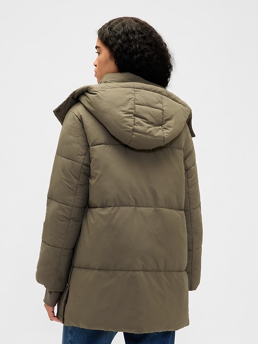 Faux Fur-Trim Midi Puffer Jacket | Gap