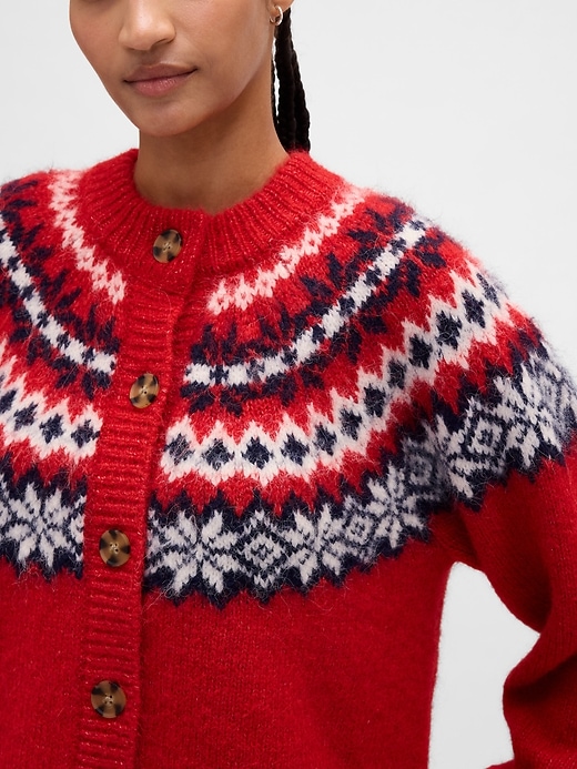 Fuzzy Fair Isle Cardigan Sweater | Gap