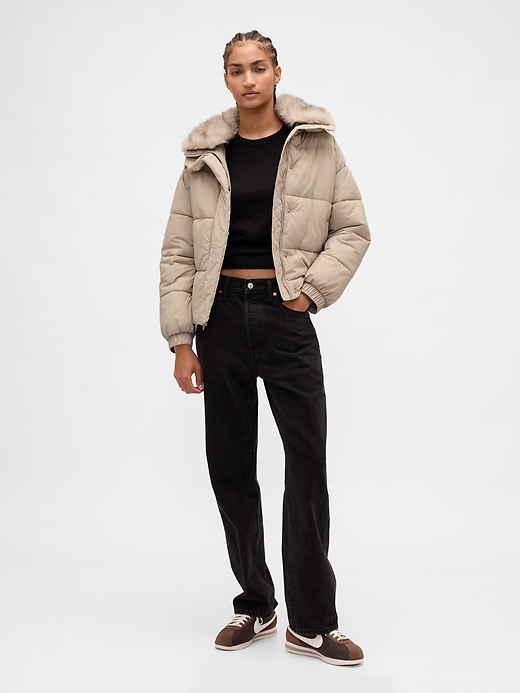 Faux Fur-Trim Puffer Jacket | Gap
