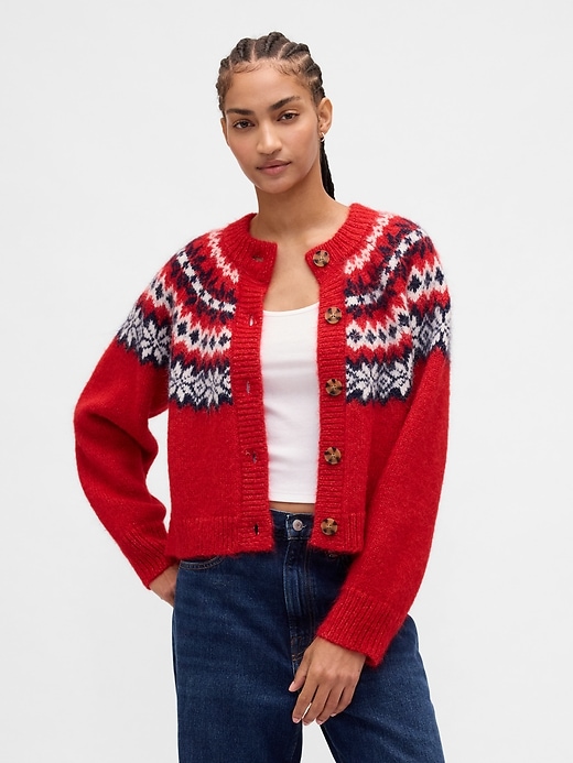 Fuzzy Fair Isle Cardigan Sweater | Gap