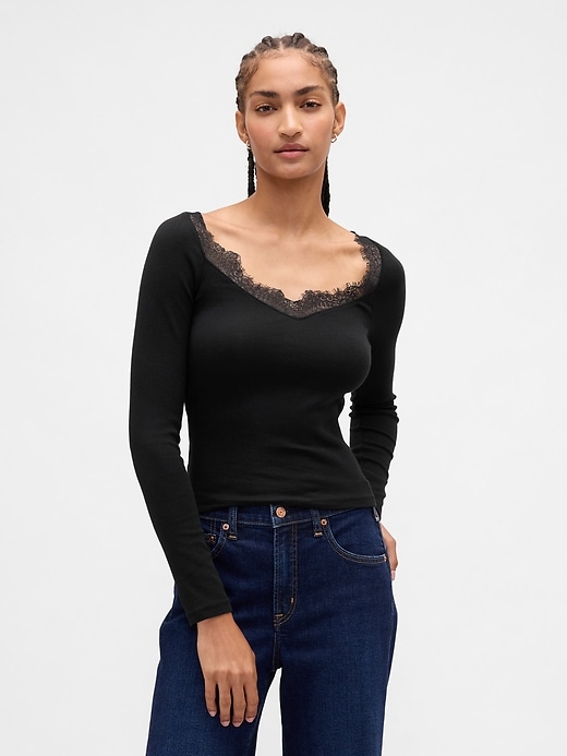 Modern Lace-Trim Top | Gap