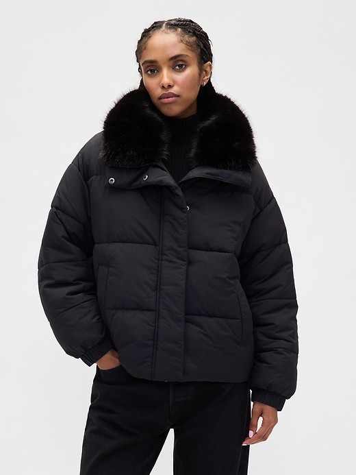 Faux Fur-Trim Puffer Jacket | Gap