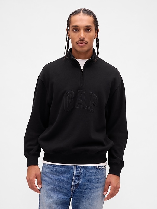 Heavyweight Oversized Logo Quarter-Zip Pullover | Gap