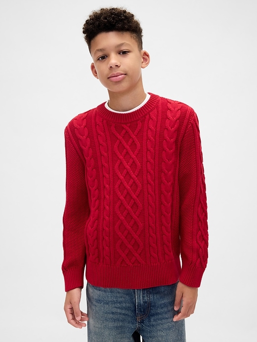 Kids Cable-Knit Crewneck Sweater | Gap