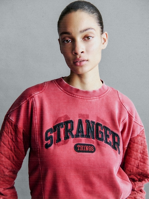 Stranger Things Quilted-Sleeve Logo Sweatshirt | Gap